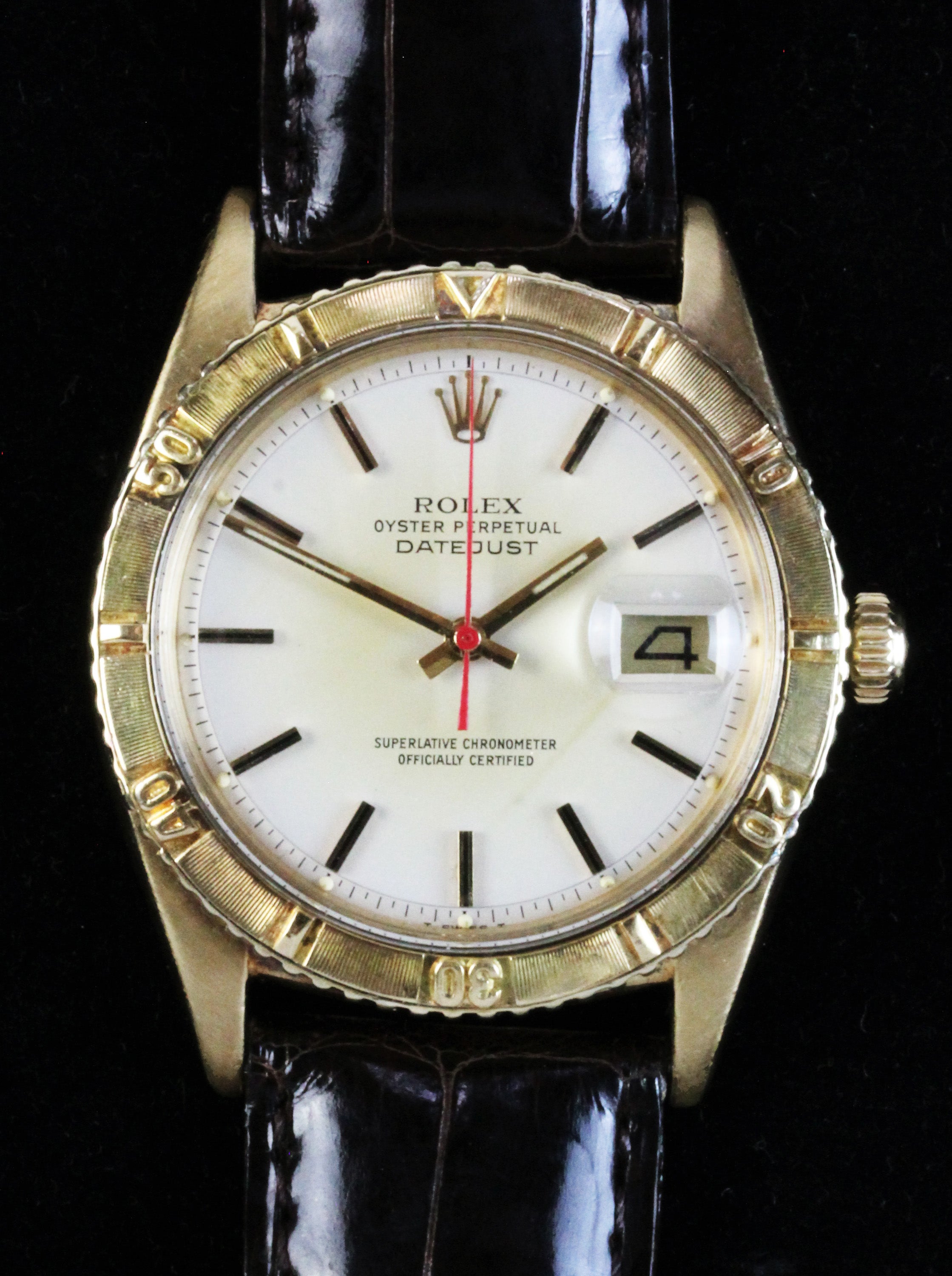Rare ROLEX Datejust Turnograph "Thunderbird", ref. 1625, in 18 kt. gol ...